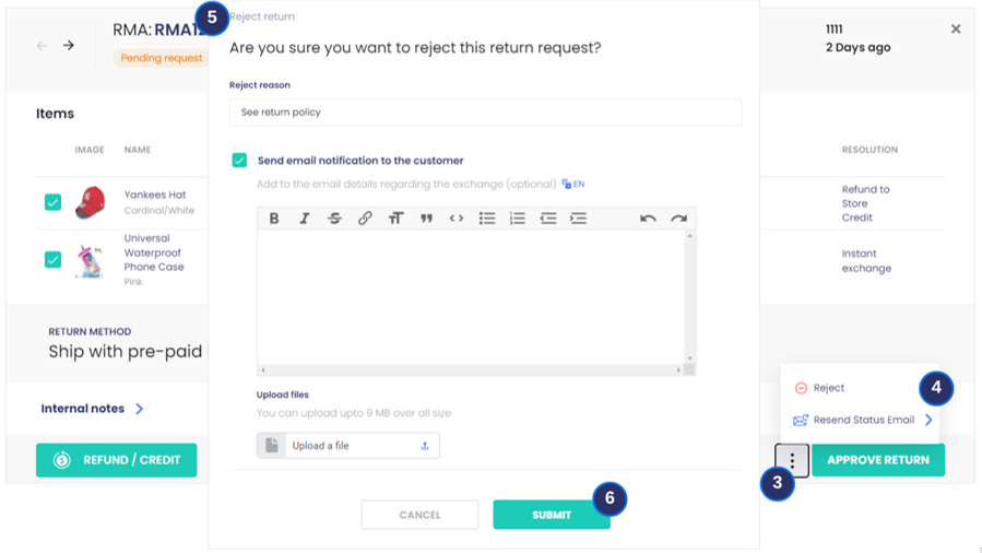 Managing Return Requests (Old Version)